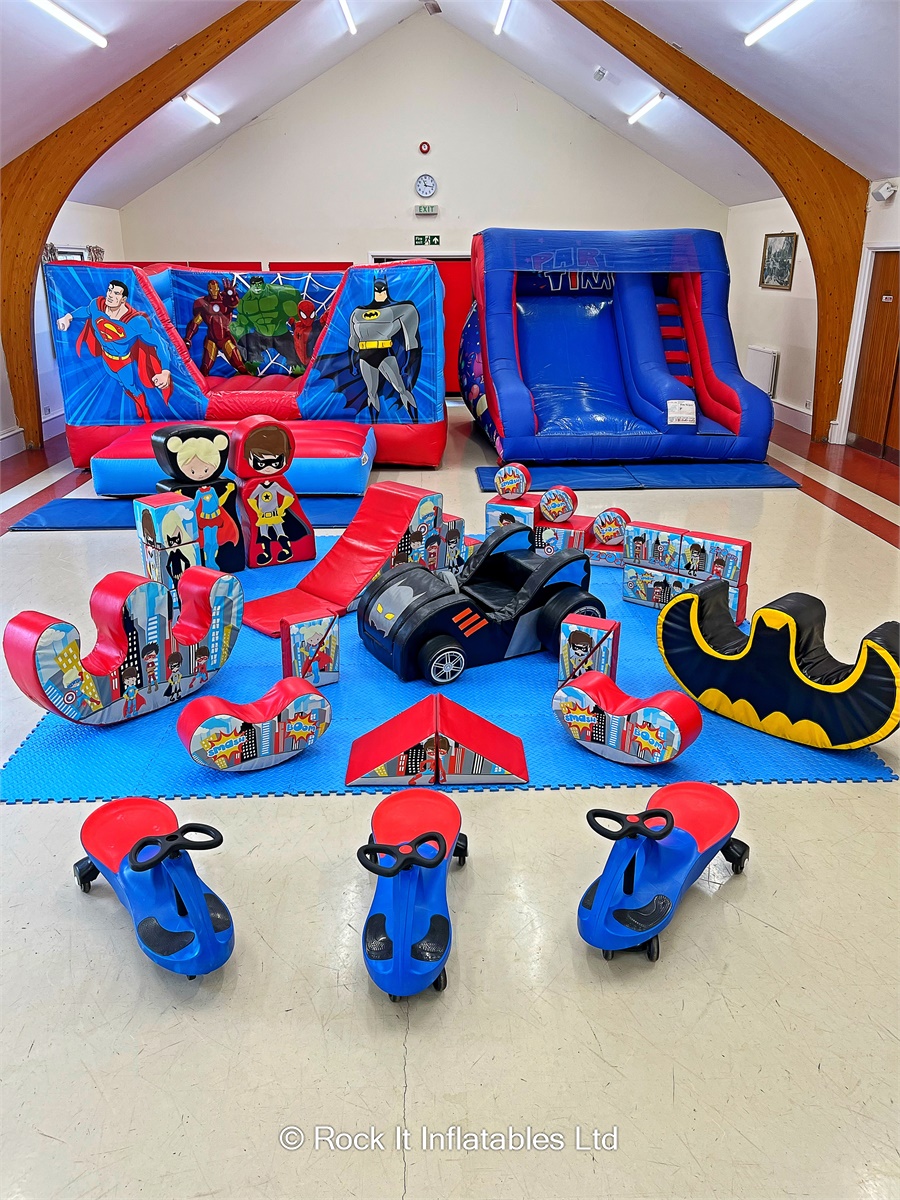 SUPERHERO Deluxe Soft Play PREMIUM Package - Bouncy Castle and Soft ...