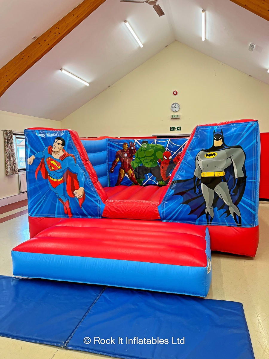 Superhero Themed V Front Bouncy Castle A/W - Bouncy Castle and Soft ...